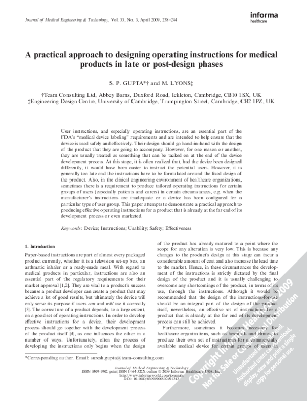 (PDF) A practical approach to designing operating instructions for ...
