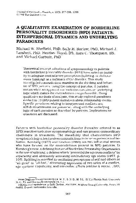 (PDF) A Qualitative Examination of Borderline Personality Disordered ...