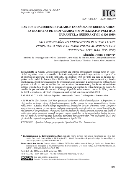 (PDF) Las publicaciones de Falange Española en Buenos Aires ...