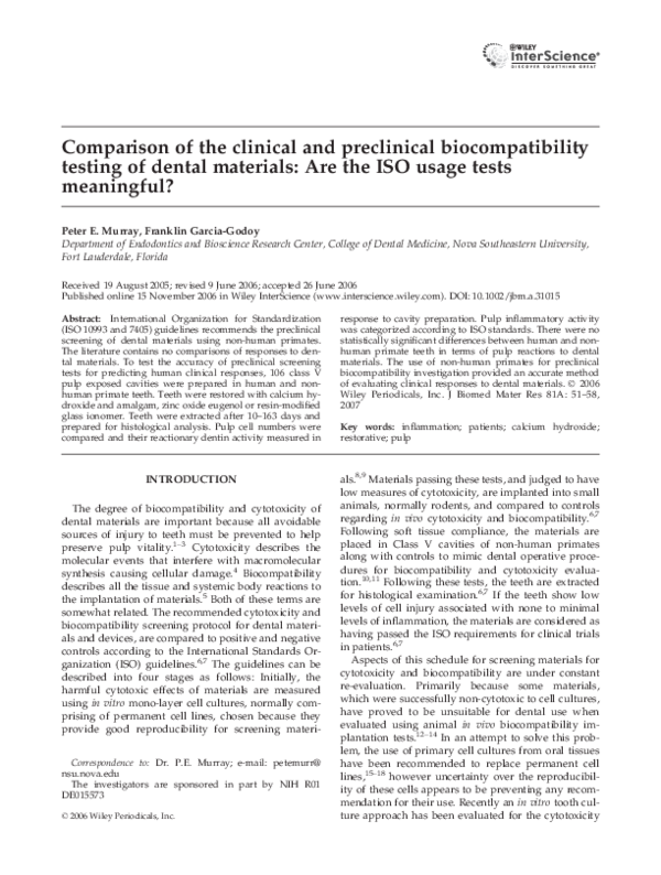 (PDF) Comparison of the clinical and preclinical biocompatibility ...
