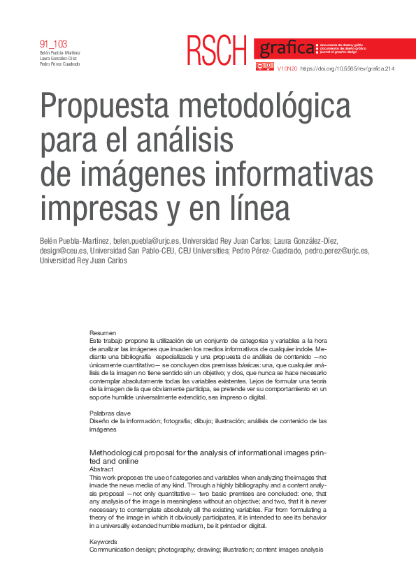 (PDF) Propuesta metodológica para el análisis de imágenes informativas impresas y en línea