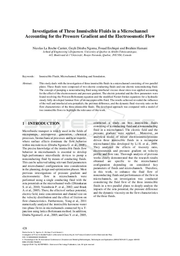 (PDF) Investigation of Three Immiscible Fluids in a Microchannel Accounting for the Pressure ...