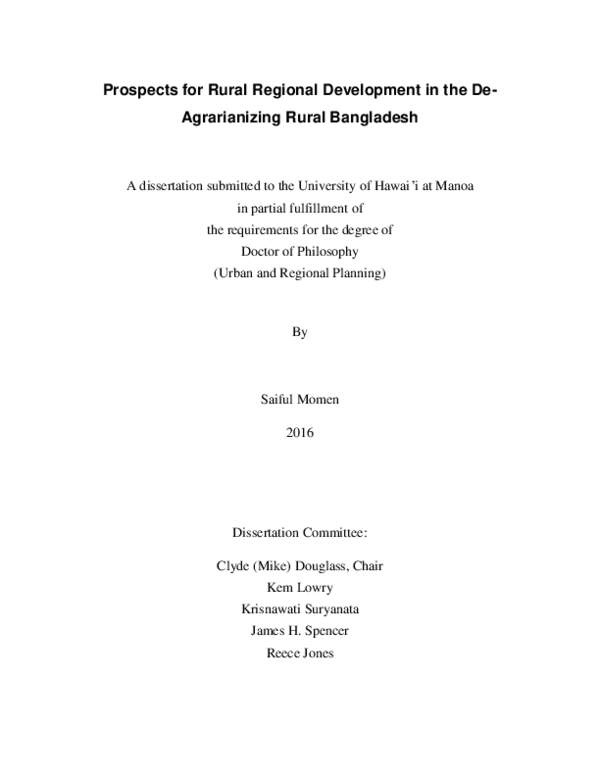 (PDF) Prospects for Rural Regional Development in the De-Agrarianizing ...