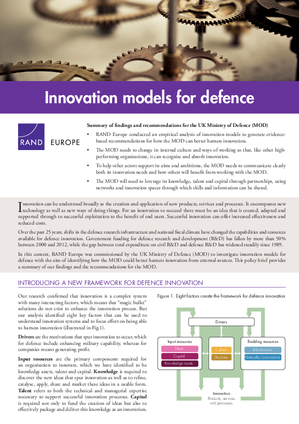 (PDF) Innovation models for defence