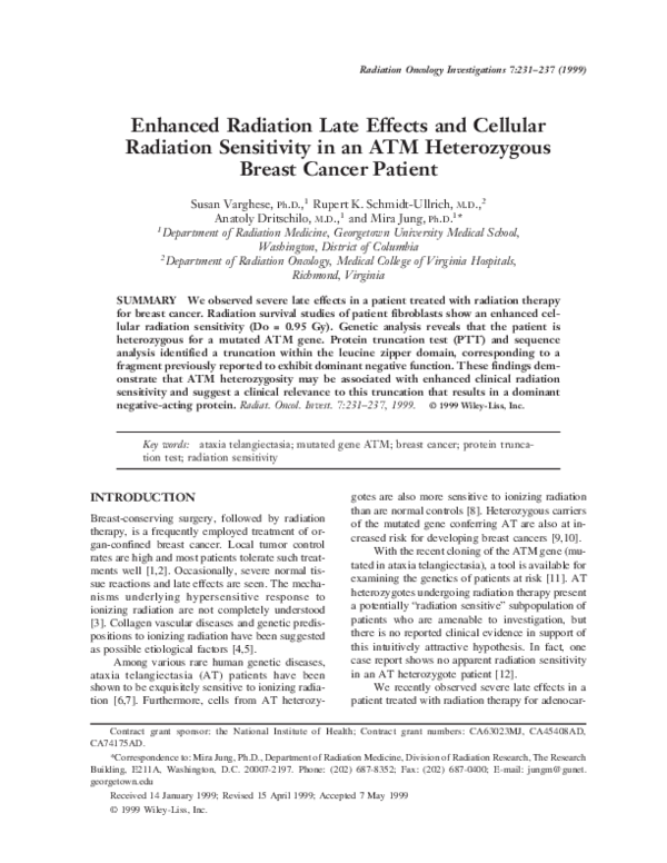 (PDF) Enhanced radiation late effects and cellular radiation ...