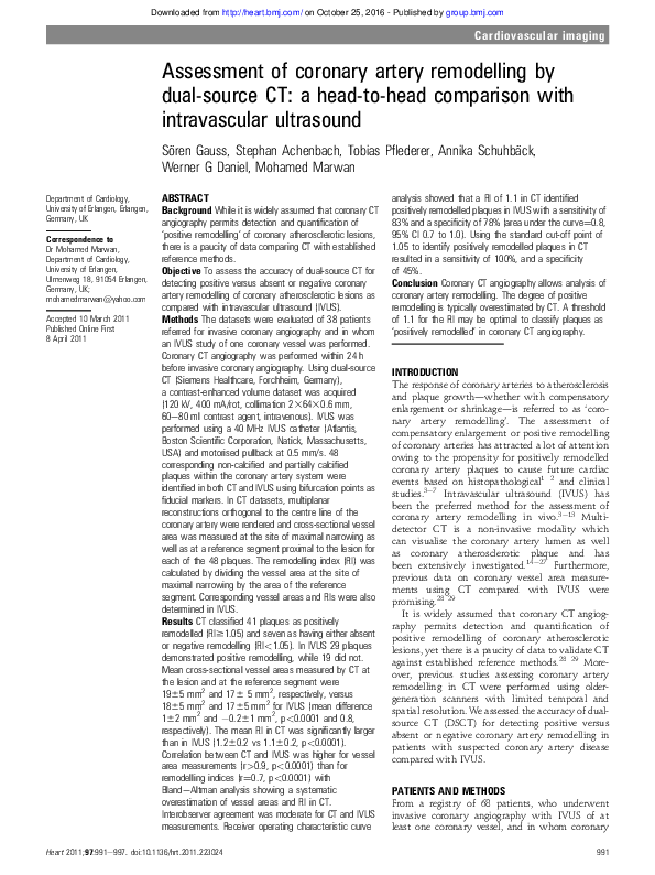 (PDF) Assessment of coronary artery remodelling by dual-source CT: a ...