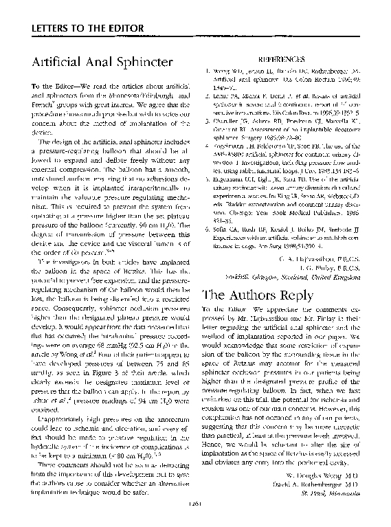 (PDF) Artificial anal sphincter | David Rothenberger MD - Academia.edu