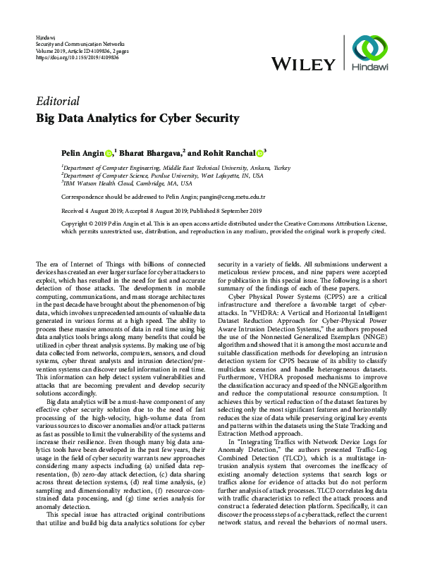 (PDF) Big Data Analytics in Cybersecurity