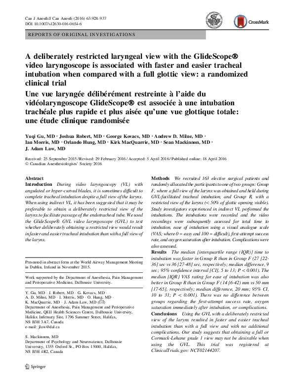 (PDF) A comparison between the GlideScope® classic and GlideScope ...