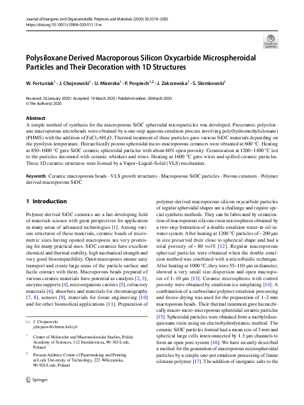 (PDF) Polysiloxane Derived Macroporous Silicon Oxycarbide Microspheroidal Particles and Their ...