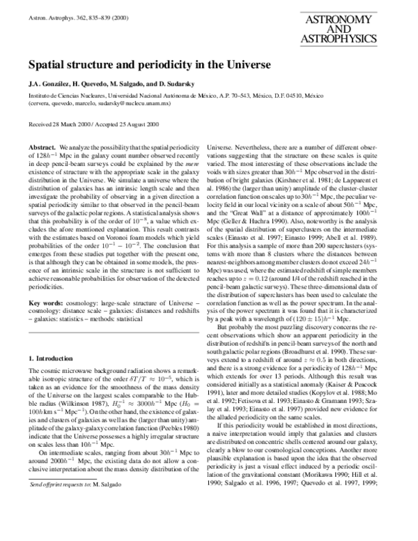 (PDF) Spatial structure and periodicity in the Universe