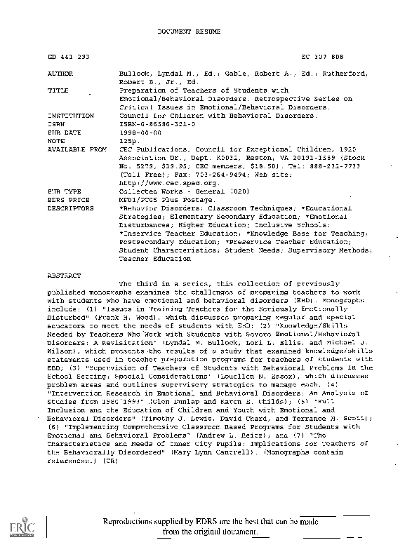 (PDF) Educating Students with Emotional and Behavioral Disorders | Ivana Vasilevska Petrovska ...