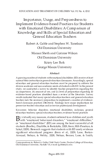 (PDF) Importance, Usage, and Preparedness to Implement Evidence-based Practices for Students ...
