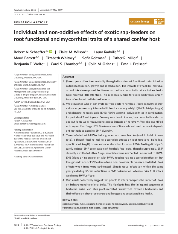 (PDF) Individual and non-additive effects of exotic sap-feeders on root ...