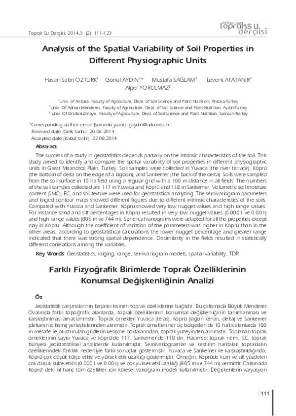 (PDF) Analysis of the Spatial Variability of Soil Properties in ...