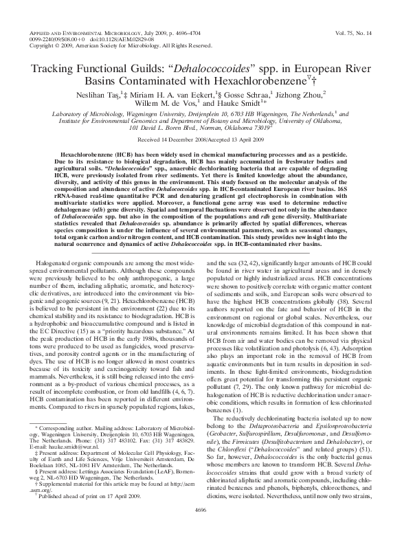 (PDF) Tracking Functional Guilds: "Dehalococcoides" spp. in European ...
