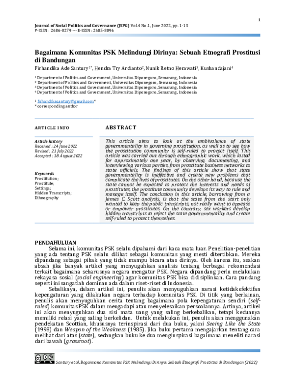 (PDF) Bagaimana Komunitas PSK Melindungi Dirinya