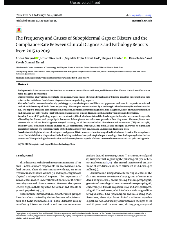 (PDF) The Frequency and Causes of Subepidermal Gaps or Blisters and the ...