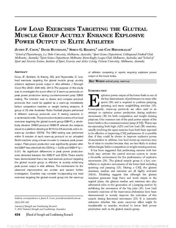 (PDF) Low Load Exercises Targeting the Gluteal Muscle Group Acutely ...