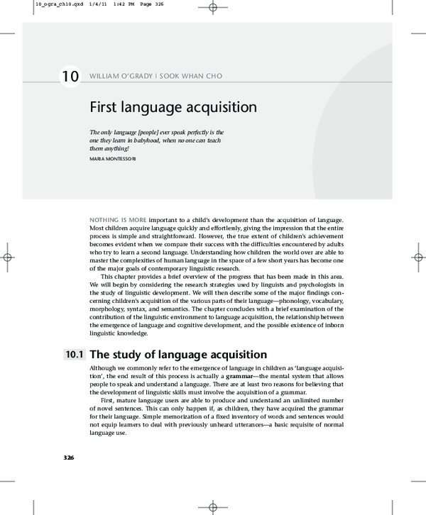 (PDF) 10 First language acquisition