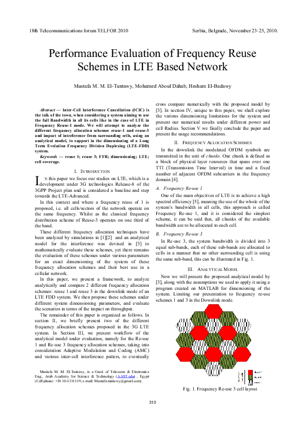 (PDF) Performance Evaluation of Frequency Reuse Schemes in LTE Based Network