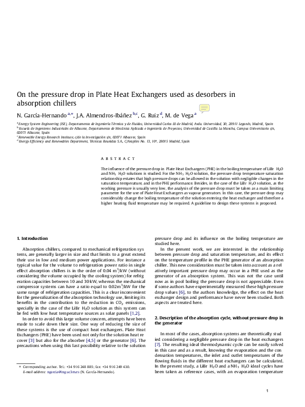 (PDF) On the pressure drop in Plate Heat Exchangers used as desorbers ...