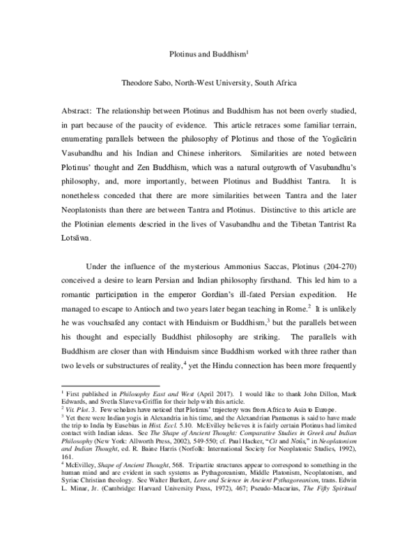 (PDF) Plotinus and Buddhism