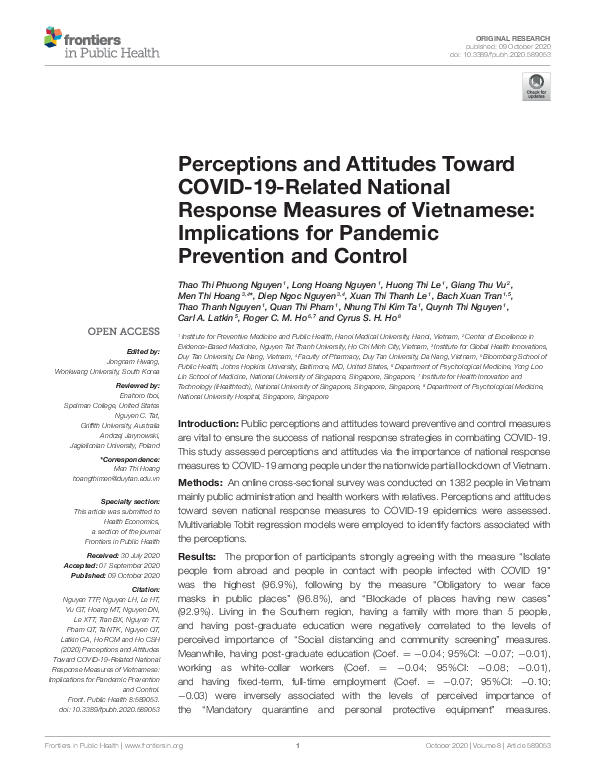 (PDF) Perceptions and Attitudes Toward COVID-19-Related National ...