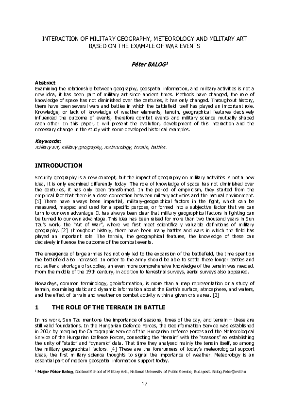 (PDF) Interaction of military geography, meteorology and military art ...