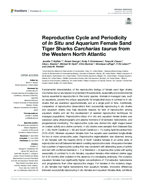 (PDF) Reproductive Cycle and Periodicity of In Situ and Aquarium Female ...