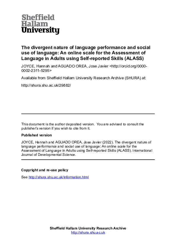 (PDF) The Divergent Nature of Language Performance and Social Use of ...