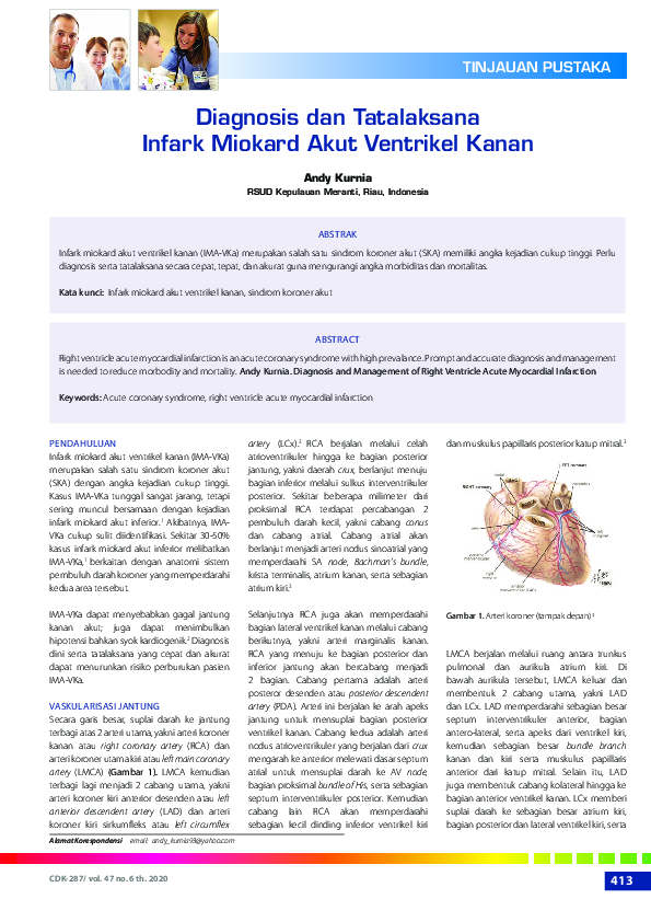 (PDF) Diagnosis dan Tatalaksana Infark Miokard Akut Ventrikel Kanan