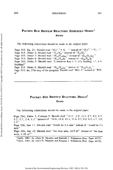 (PDF) Erratum for “Packed Bed Biofilm Reactors: Design”