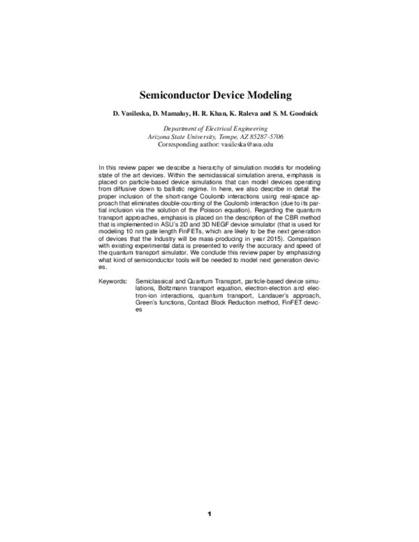 (PDF) Semiconductor Device Modeling