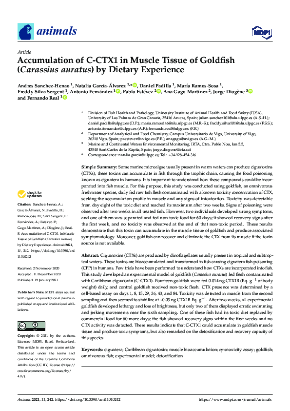 (PDF) Accumulation of C-CTX1 in Muscle Tissue of Goldfish (Carassius ...