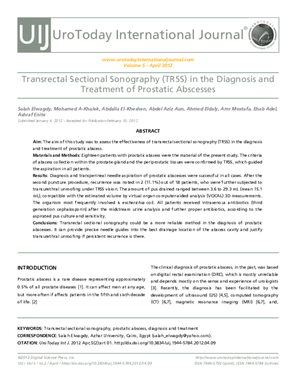 (PDF) Transrectal Sectional Sonography (TRSS) in the Diagnosis and ...