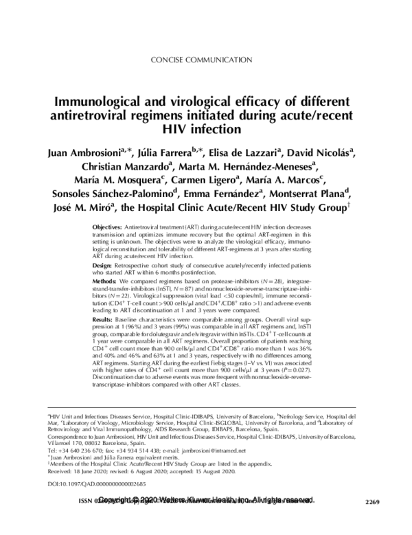 (PDF) Immunological and virological efficacy of different ...