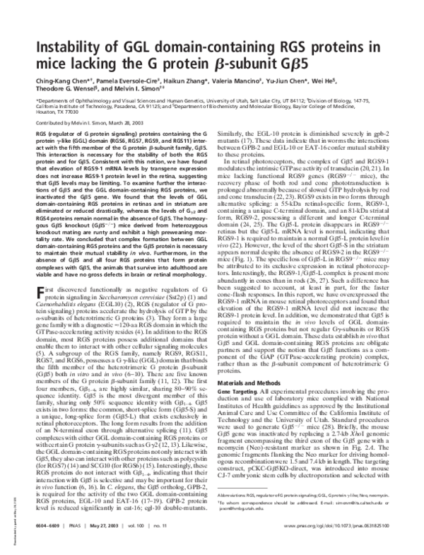 (PDF) Instability of GGL domain-containing RGS proteins in mice lacking ...