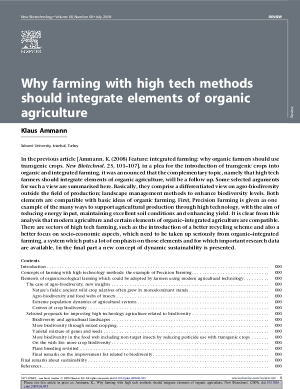 (PDF) Concepts of farming with high technology methods : the example of ...