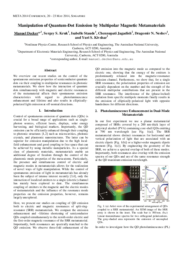 (PDF) Manipulation of Quantum-Dot Emission by Multipolar Magnetic ...