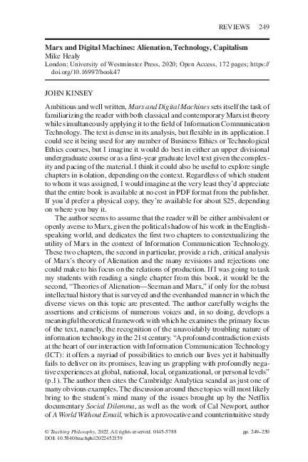 (PDF) Marx and Digital Machines: Alienation, Technology, Capitalism, by ...