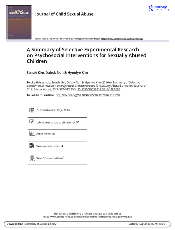 (PDF) A Summary of Selective Experimental Research on Psychosocial ...