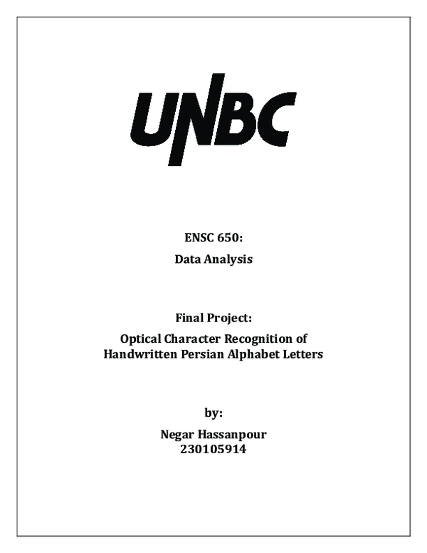 (PDF) Optical Character Recognition of Handwritten Persian Alphabet Letters