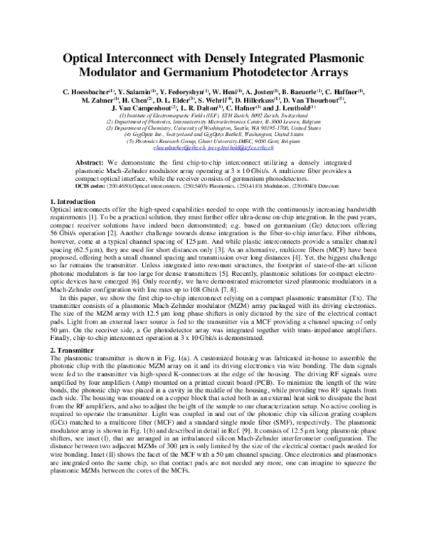 (PDF) Optical Interconnect with Densely Integrated Plasmonic Modulator and Germanium ...