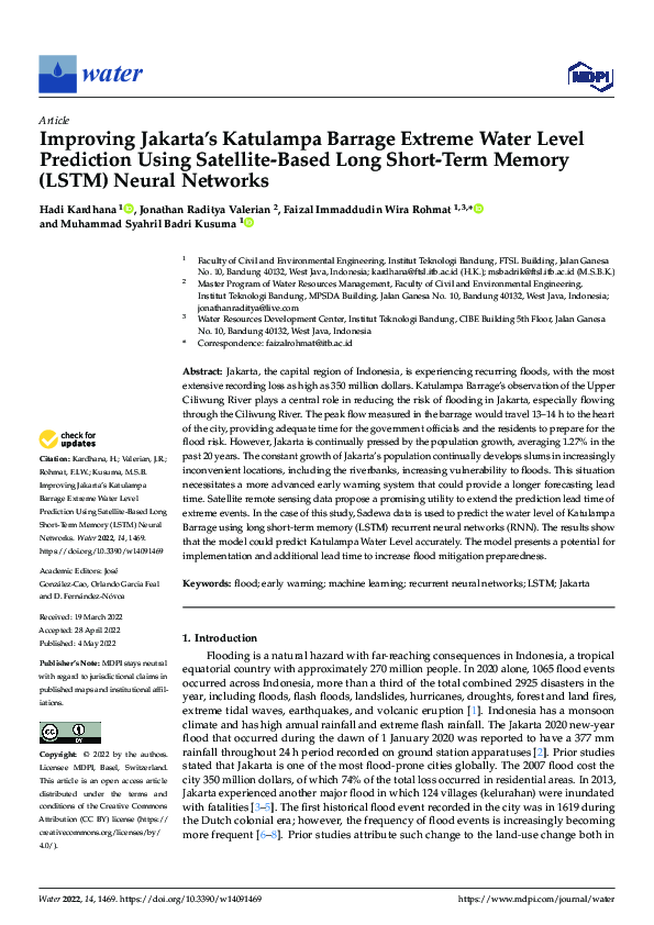 (PDF) Improving Jakarta’s Katulampa Barrage Extreme Water Level Prediction Using Satellite-Based ...