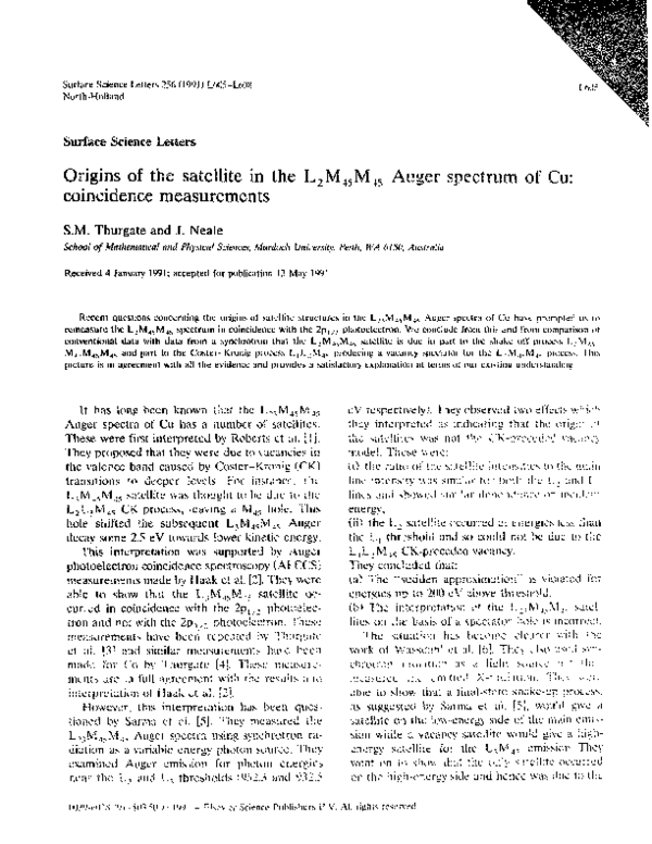 (PDF) Origins of the satellite in the L2M45M45 Auger spectrum of Cu ...