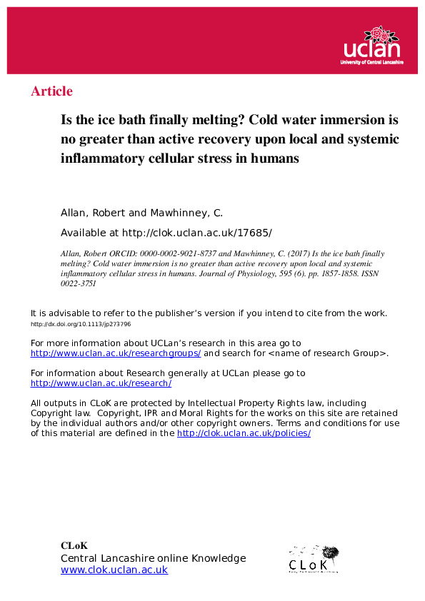 (PDF) Is the ice bath finally melting? Cold water immersion is no ...