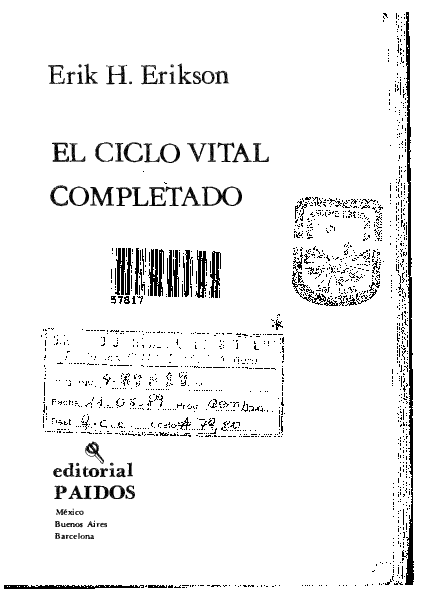 (PDF) Erikson El Ciclo Vital Completado