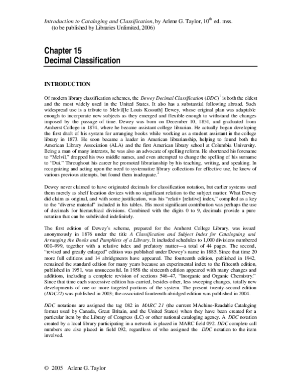(PDF) Introduction to Cataloging and Classification | Arlene G Taylor ...