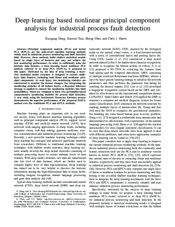 Pdf Deep Learning Based Nonlinear Principal Component Analysis For Industrial Process Fault 7603